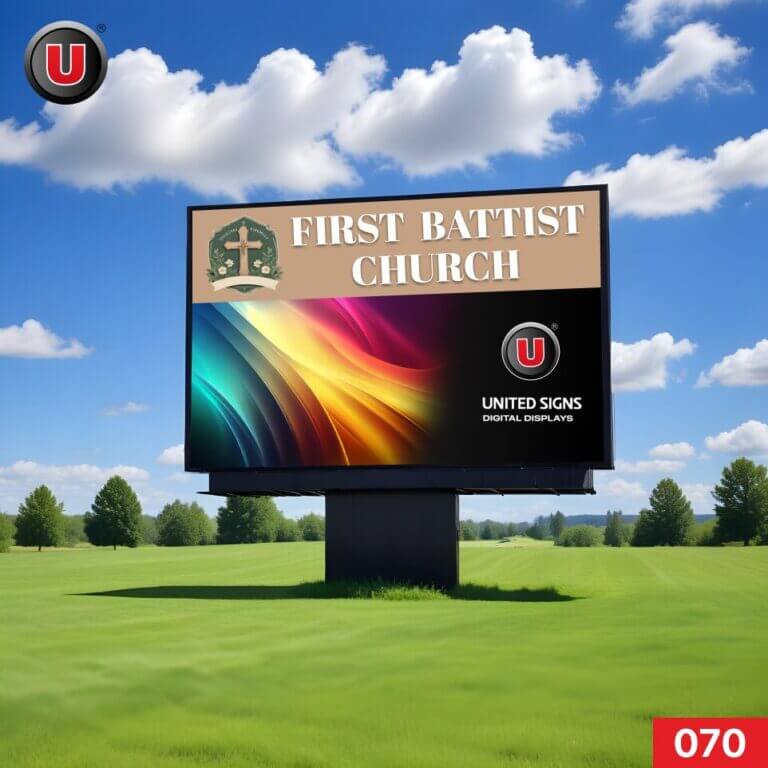 P8 (8mm) 4'h x 8'w LED Digital Church Sign 070 | United Signs