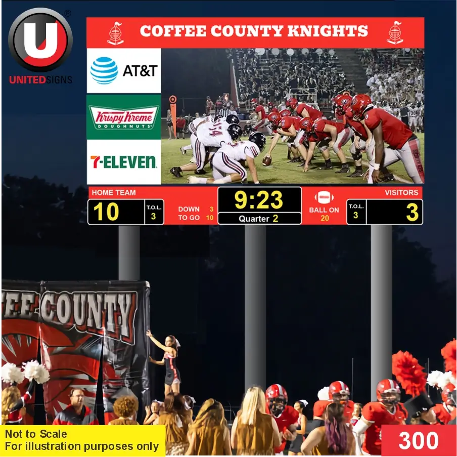18'h x 36'w Digital LED Scoreboard Panel 300 - Programmable & WiFi-Enabled