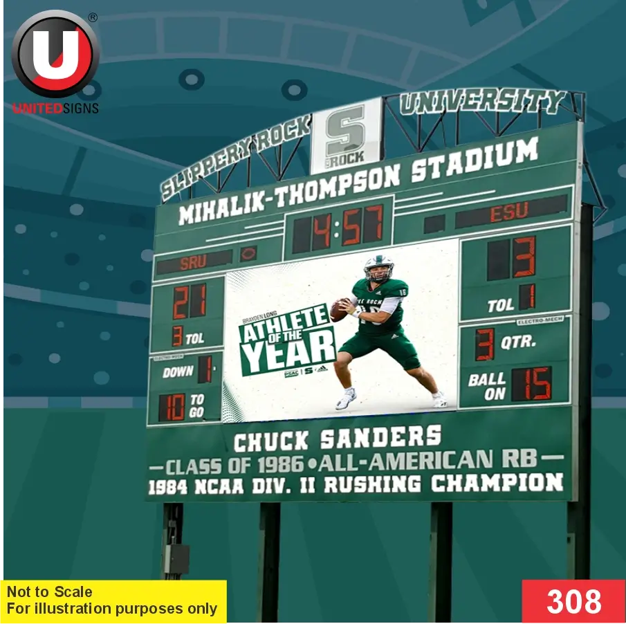 High Resolution 16'h x 32'w LED Digital Scoreboard Display Panel 308